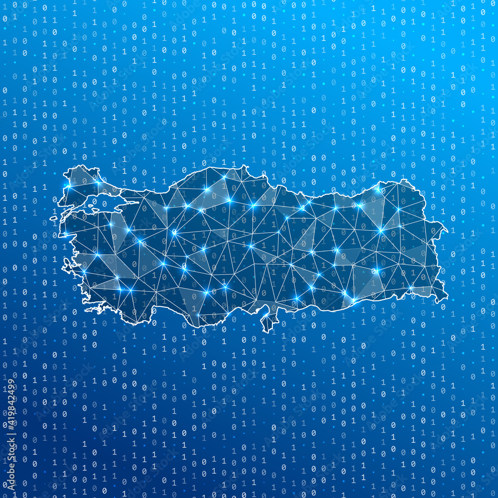Network map of Turkey. Country digital connections map. Technology ...