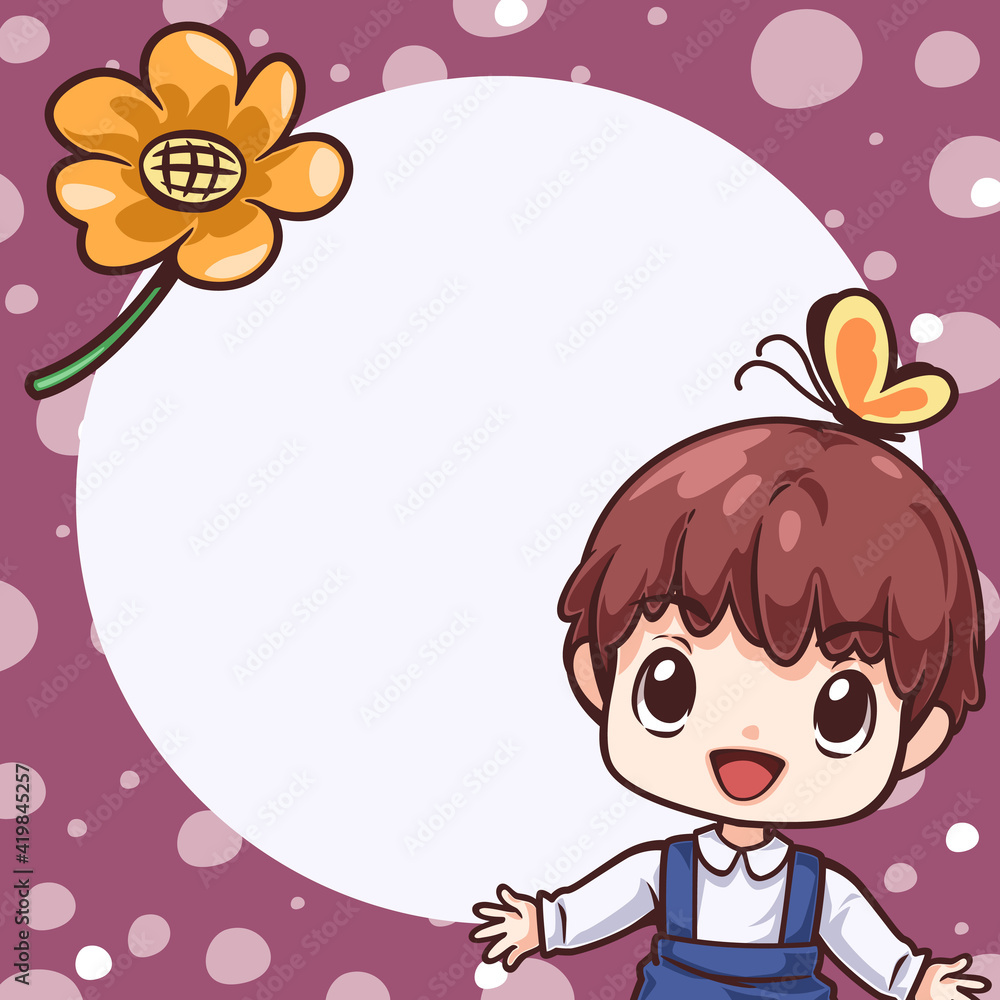 Cute cartoon frame. Cartoon character boy character illustration ...