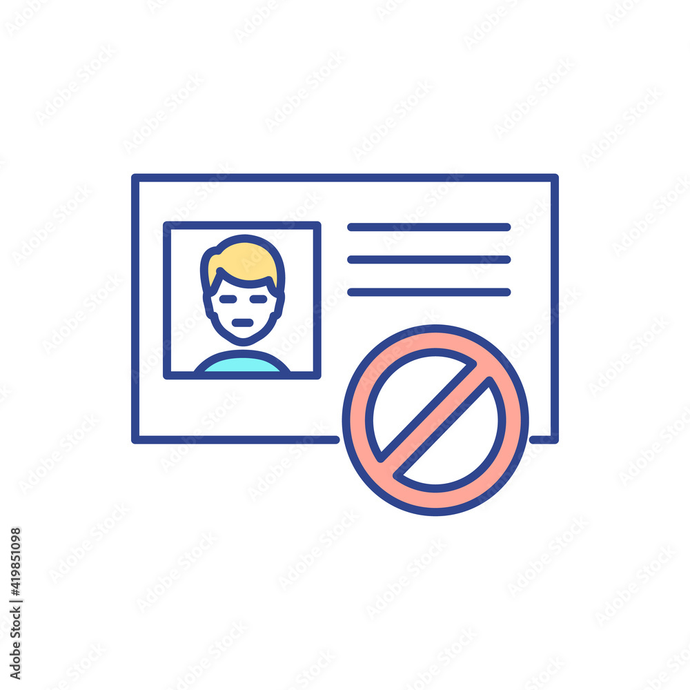 Identity fraud RGB color icon. Stolen private details. Immigration ...