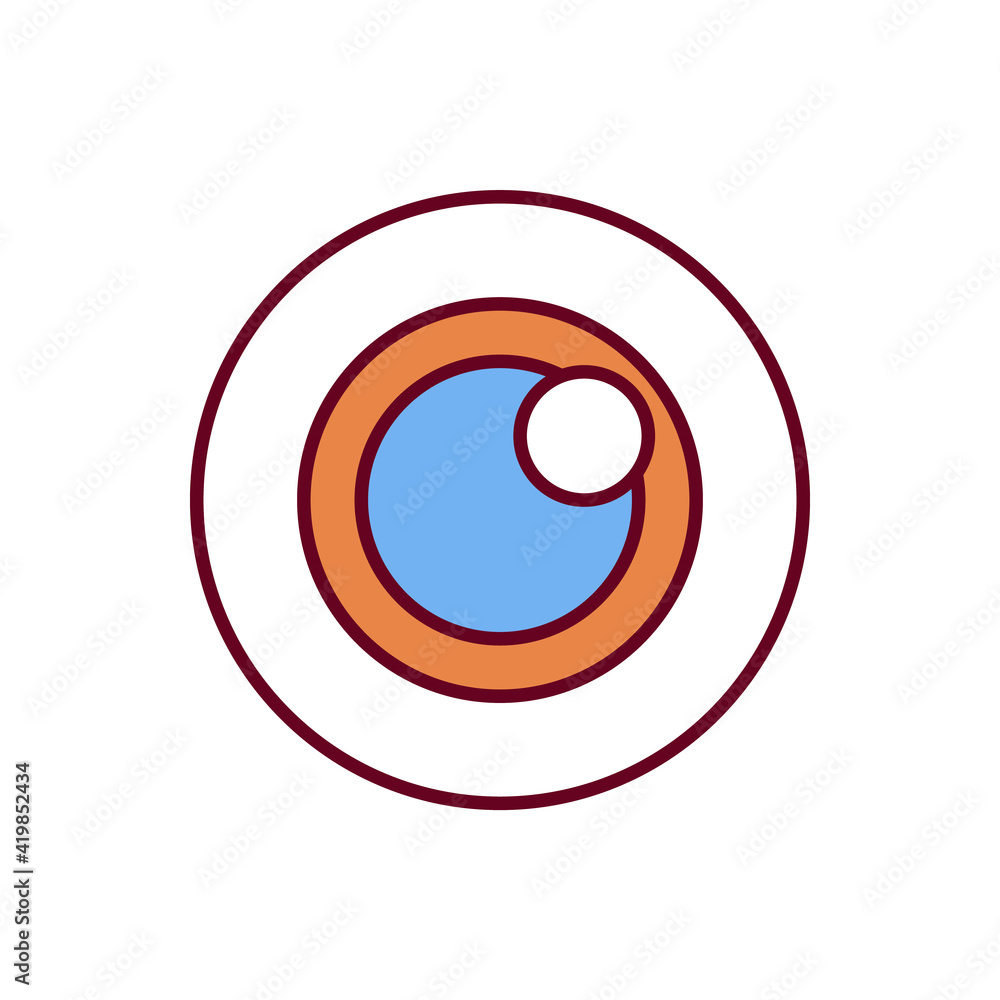 Pupil dilation RGB color icon. Eye exam. Physiological pupil size ...