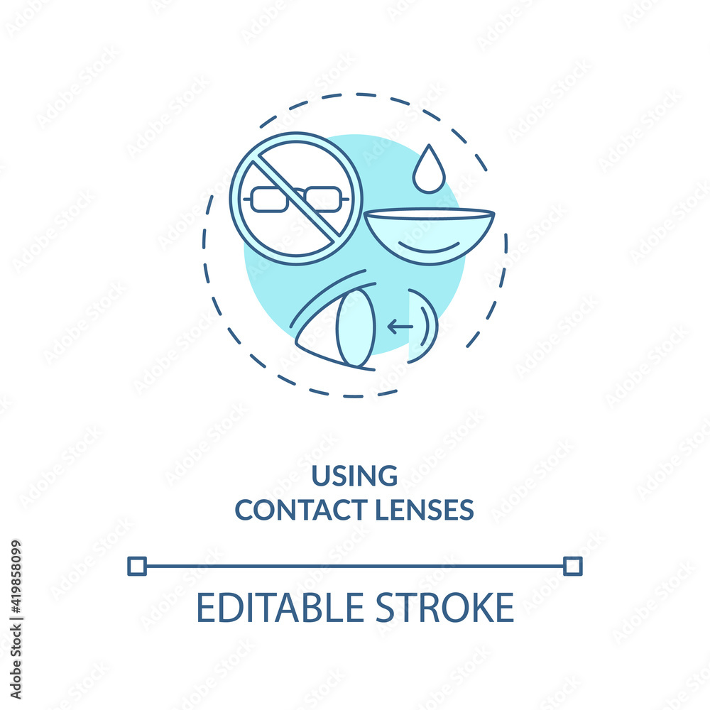 Using contact lenses concept icon. Dry eye causes. Special item for ...