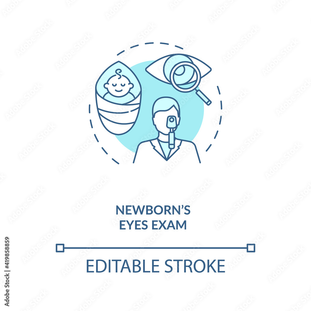 Newborns eyes exam concept icon. Eye screening for children. Checking ...