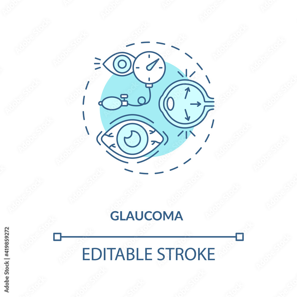 Glaucoma concept icon. Adults eyes diseases. Eye diseases which result ...