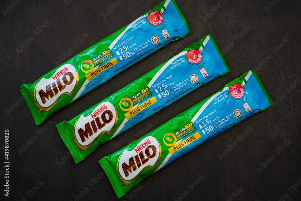 Kuala Lumpur, Malaysia - Mar 2021: Milo Activ Go Plus Fibre 3 in 1 ...
