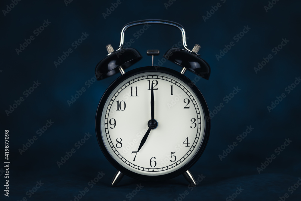 The time is seven o'clock in the morning. Time - 07-00. Retro clock ...