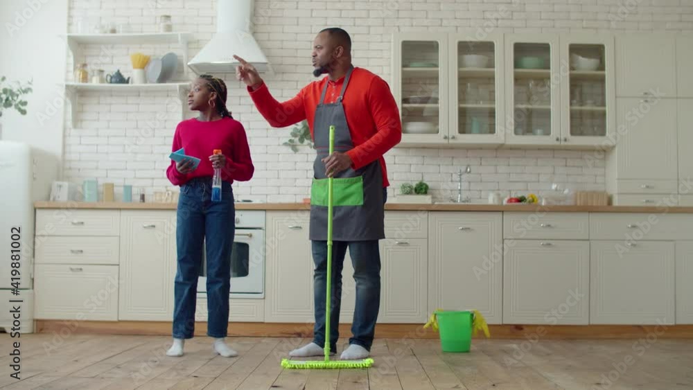 Cute african american teenage daughter and caring single father in ...