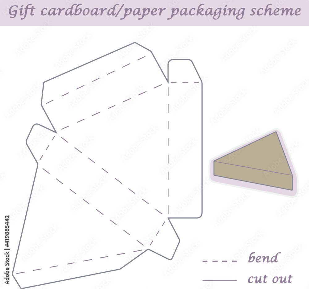 Triangle shaped printable packaging and wrapping scheme box for gifts ...
