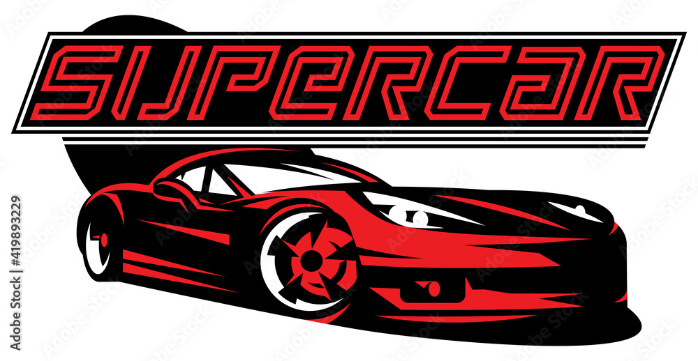 Supercar. Vector color illustration. Editable template for business ...