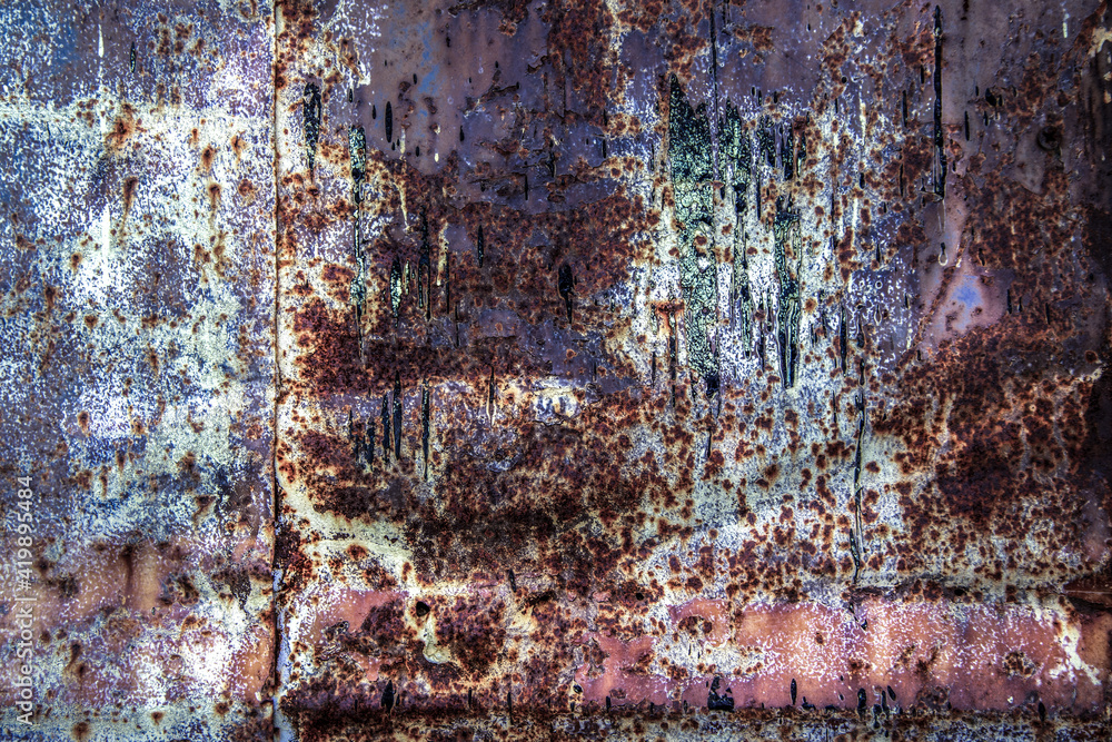 Oxide steel texture for background. Rusty metal panel with streaks of ...