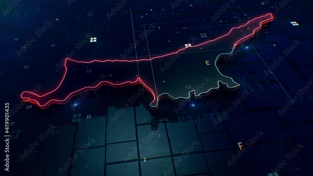 Northern Cyprus map digital background 4k Stock 비디오 | Adobe Stock