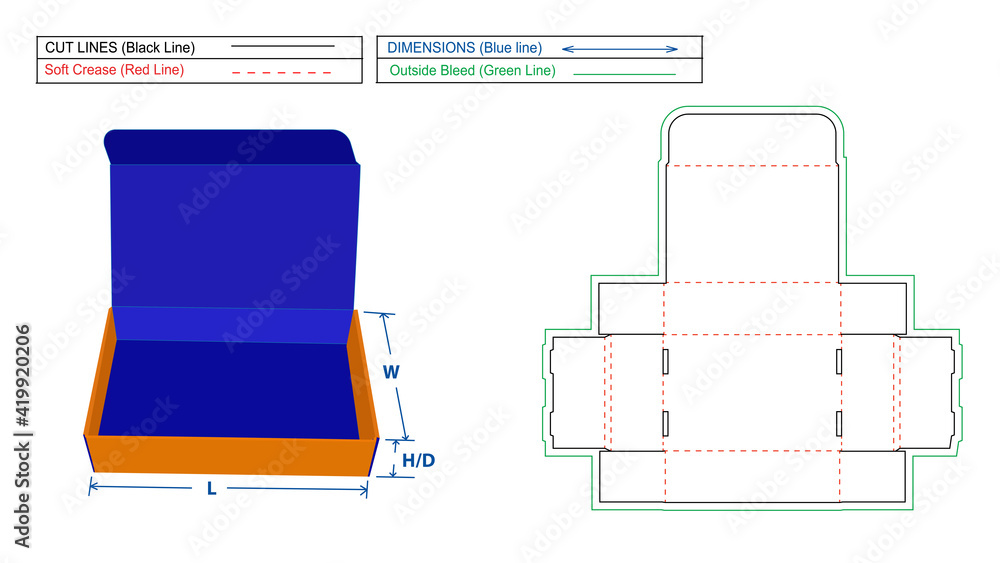 Roll End Tuck Top (RETT) Corrugated mailer box or shipping box dieline ...