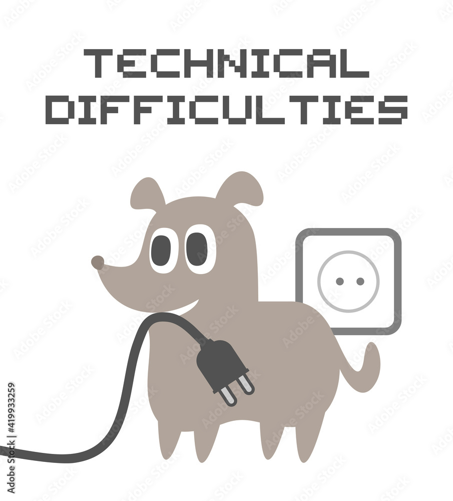 Funny of technical difficulties message vector de Stock | Adobe Stock