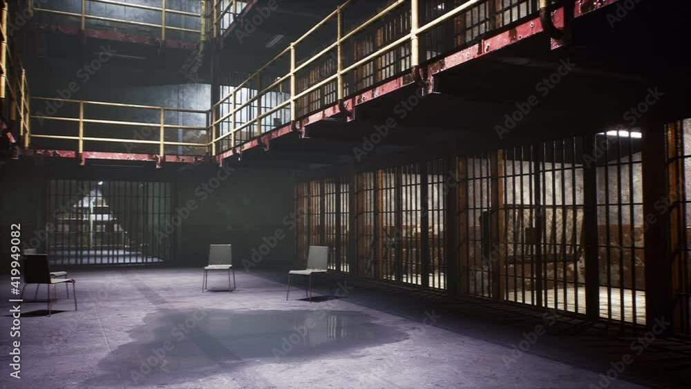 Video „An old deserted prison with empty closed cells. The animation is ...