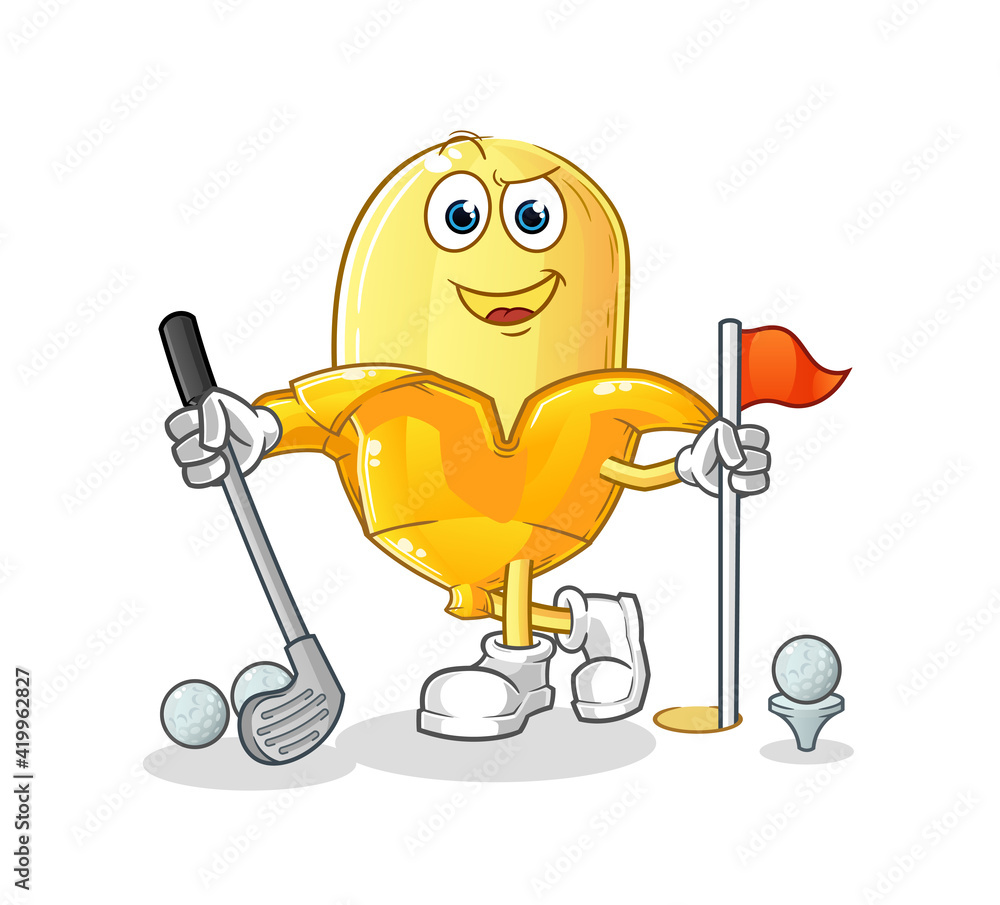 banana playing golf vector. cartoon character Stock Vector | Adobe Stock