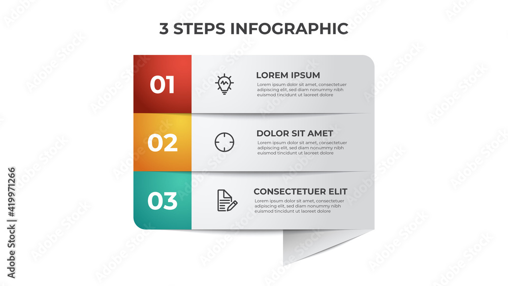 3 list of steps, row layout diagram with number sequence, infographic ...