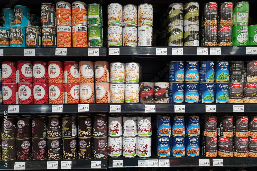 Foto de Various local and imported brands canned food products in ...