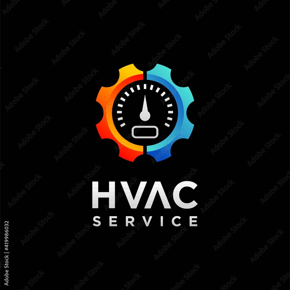 HVAC service logo with heating and cooling concept Stock Vector | Adobe ...