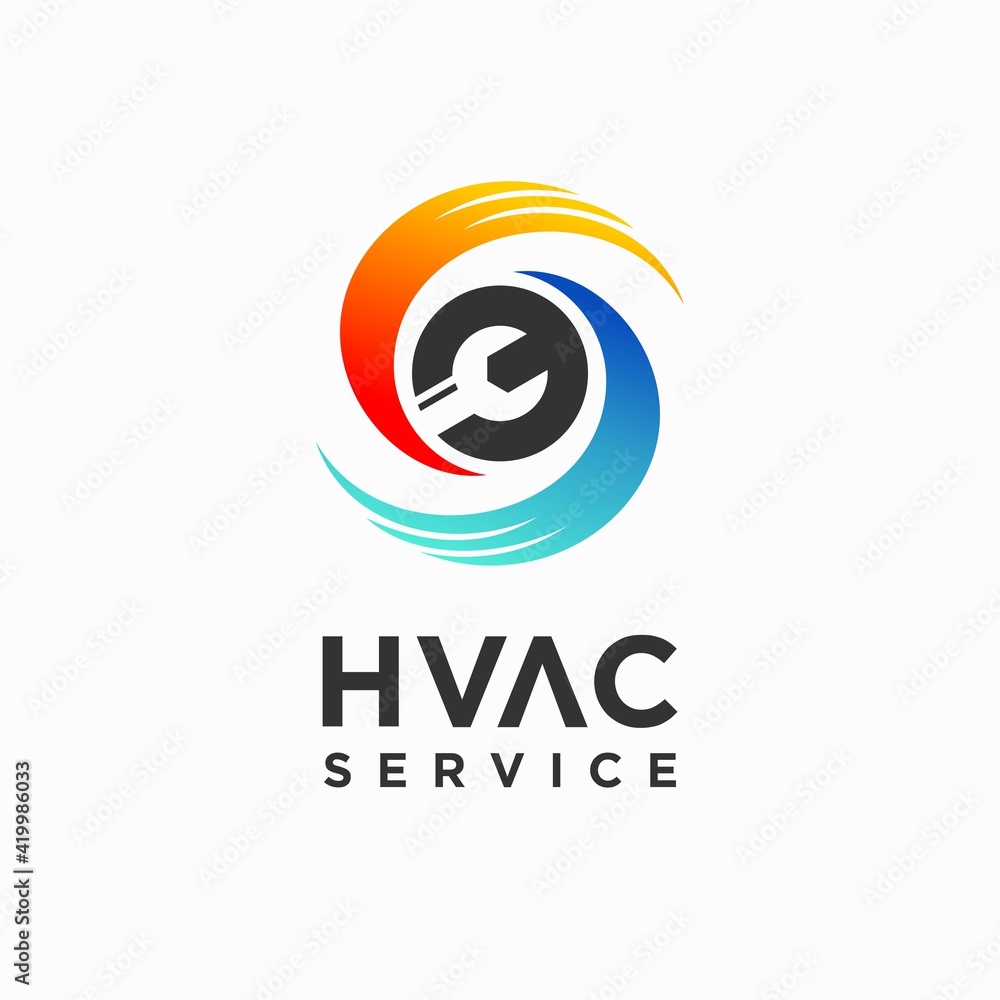 HVAC service logo with wrench concept Stock Vector | Adobe Stock