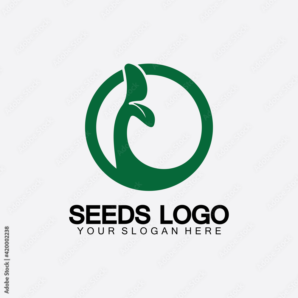 Plant Seeds Logo Concept Template Vector.growing seed logo.Seed grow ...