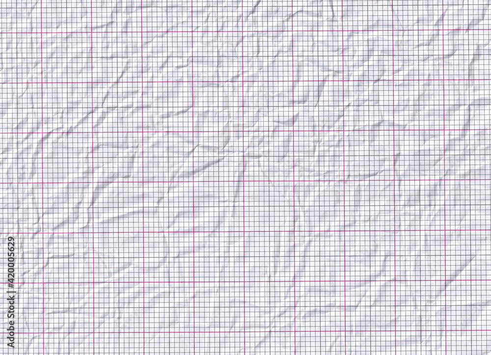 Heavy crumpled paper texture. Heavy crumpled paper. Red graph lines ...