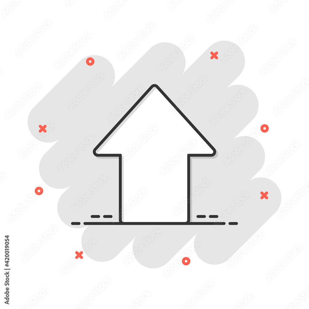 Vector cartoon arrow up icon in comic style. Forward arrow sign ...