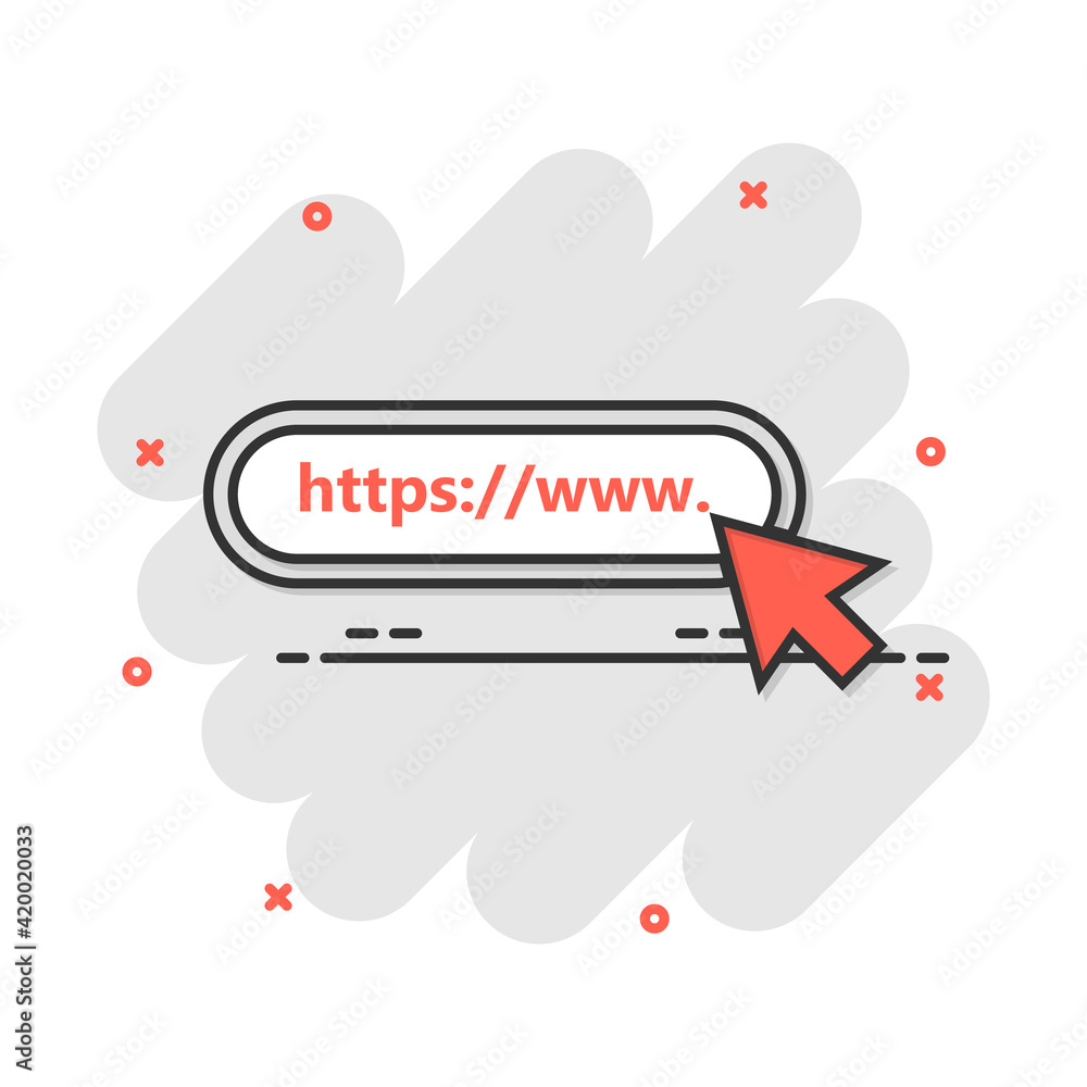 Cartoon colored go to web icon in comic style. Globe search ...