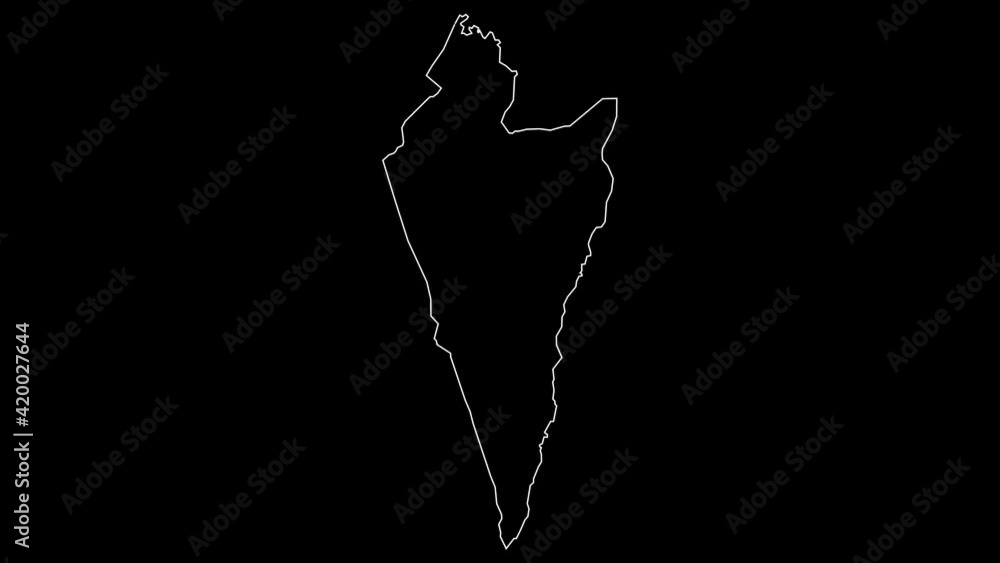 HaDarom Israel district map outline animation Stock Video | Adobe Stock