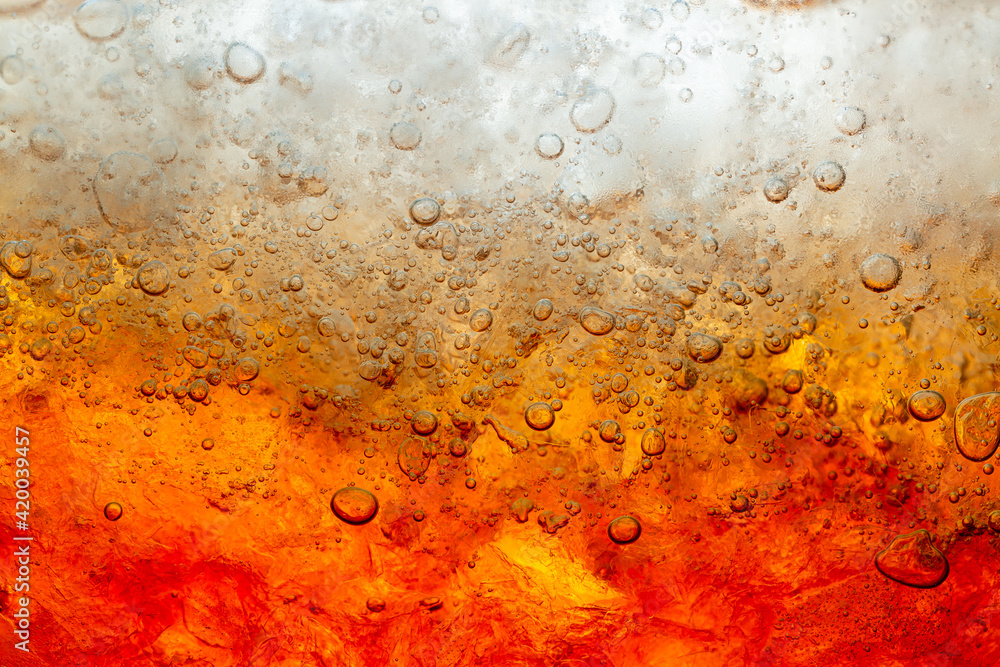 Macro soft drinks,Cola close-up,Ice, Bubble, Backgrounds, Ice Cube ...