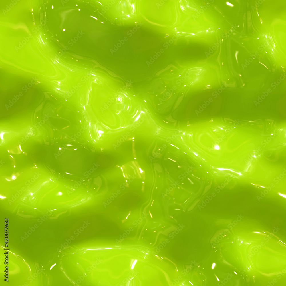 Liquid gel. Wavy surface green cream or plastic. Seamless texture or ...