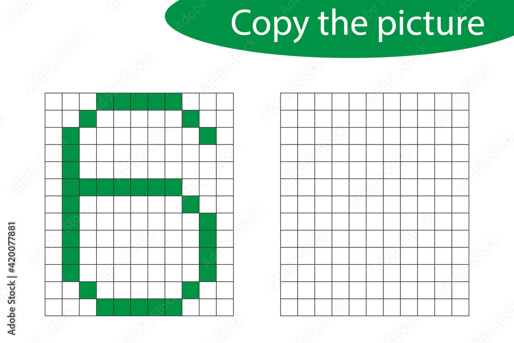 Copy the picture, pixel art, number 6 cartoon, drawing skills training ...