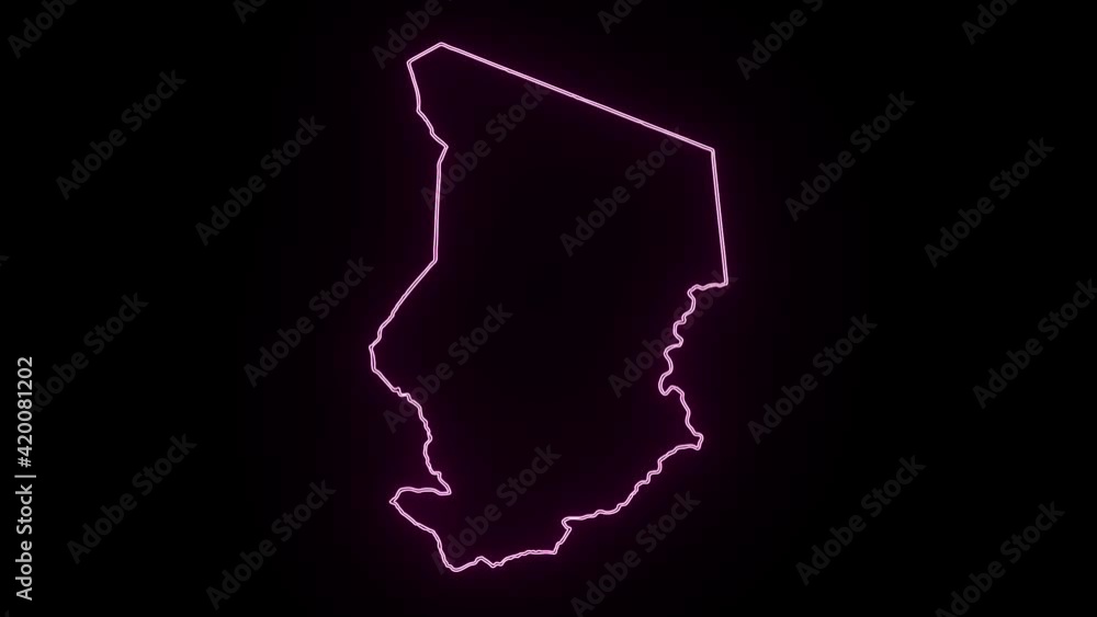 neon Map of chad, chad outline, Animated close up map of chad vídeo de ...