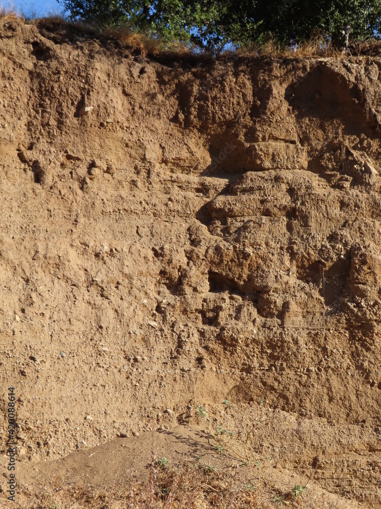Deposition Strata in a Canyon Wash showing the Hydrology History of the ...