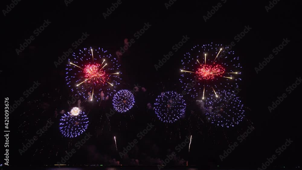 Footage B roll of Real Fireworks on night backgrounds. abstract real ...
