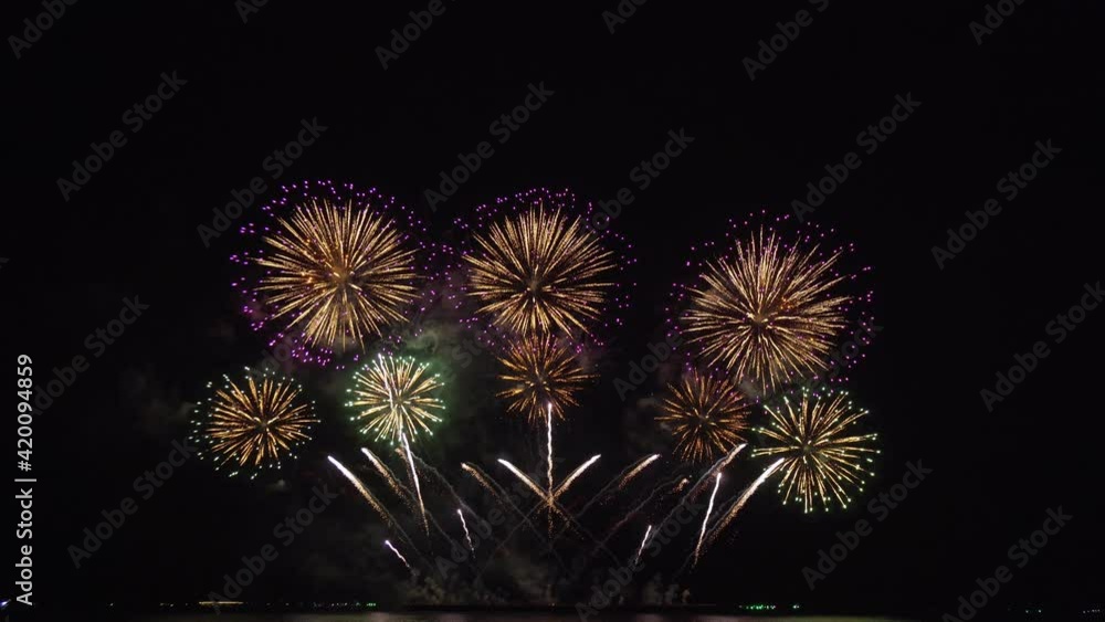 Footage B roll of Real Fireworks on night backgrounds. abstract real ...