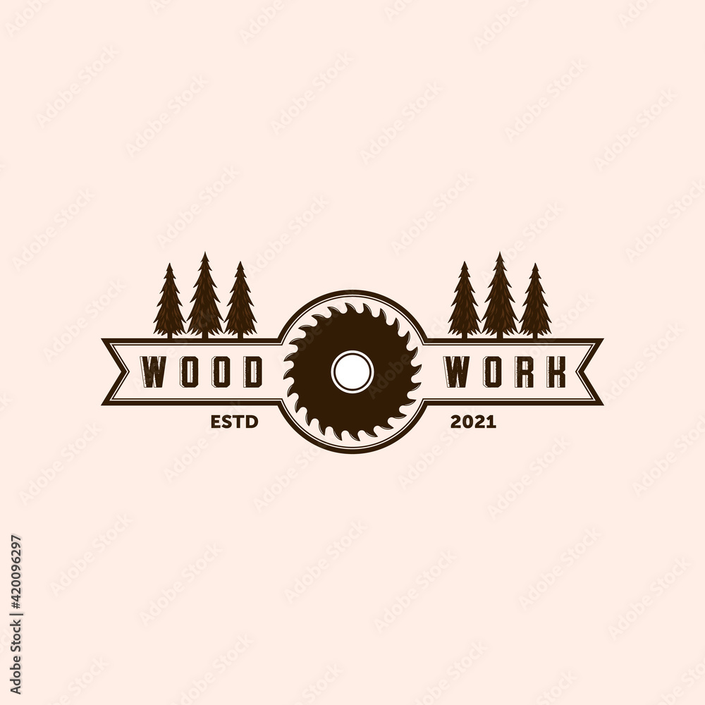 Wood Work Vector Illustration Logo Design. Wood Logo Template for Wood ...
