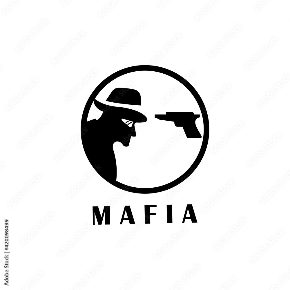 mafia logo vector illustration of man in hat Stock Vector | Adobe Stock