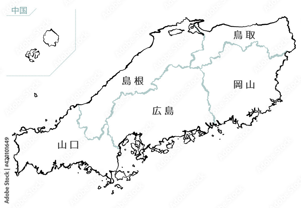 和風な日本地図 中国地方 Stock ベクター | Adobe Stock