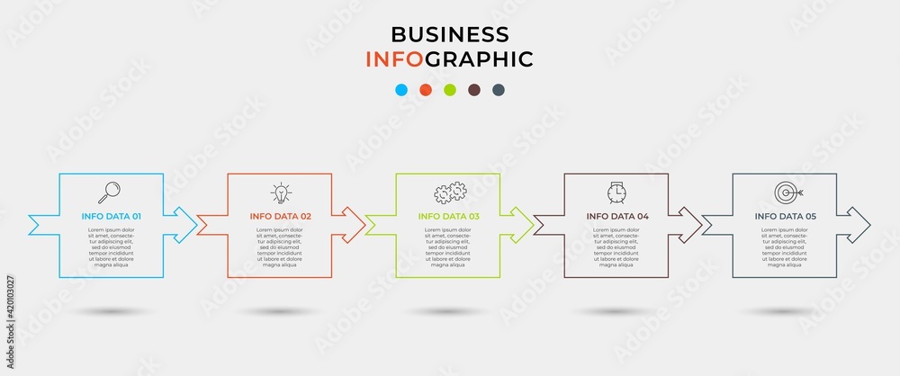 Business Infographic design template Vector with icons and 5 options or ...