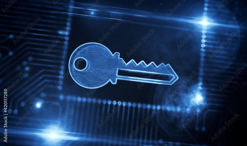 Processor factory laser burning of cyber security key symbol ...