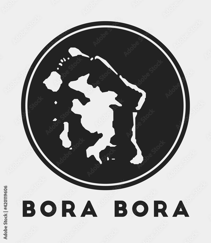 Bora Bora icon. Round logo with island map and title. Stylish Bora Bora ...