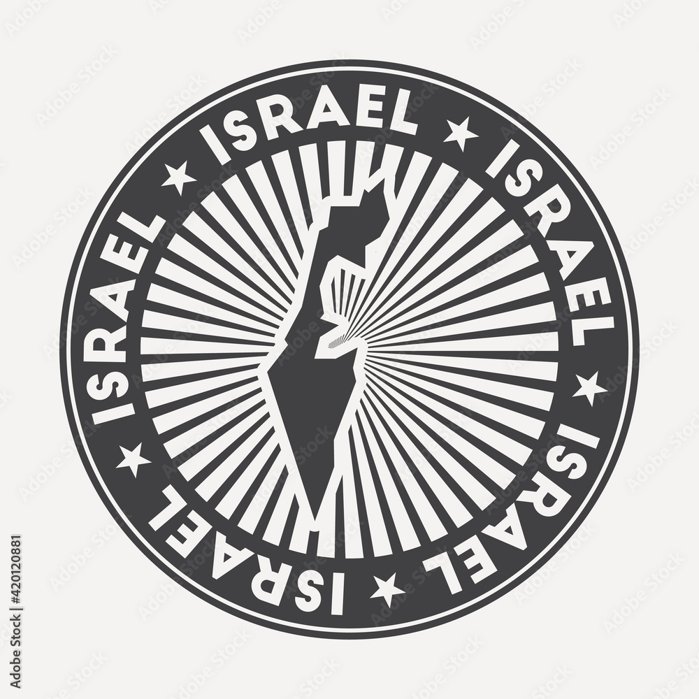 Israel round logo. Vintage travel badge with the circular name and map ...