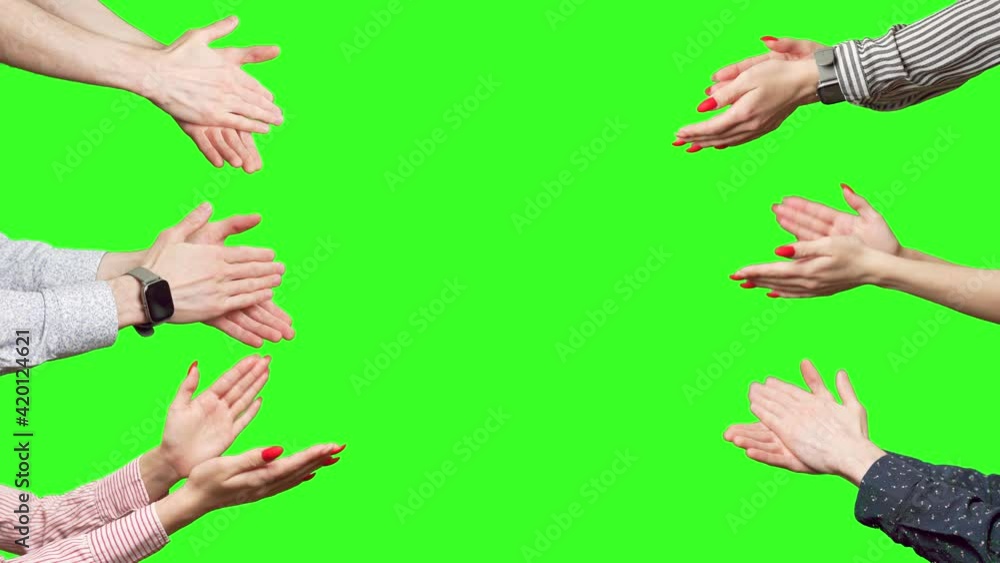 Hands are clapping at green screen background. A hands are applauding ...