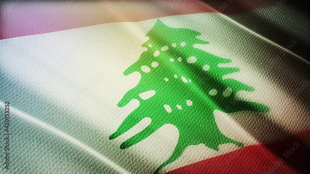 Lebanon flag is waving 3D animation. Lebanon flag waving in the wind ...