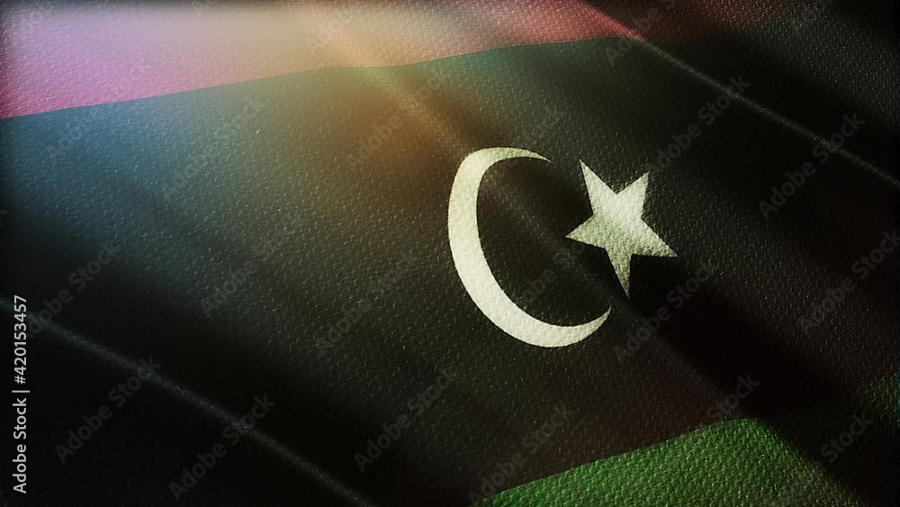 Libya flag is waving 3D animation. Libya flag waving in the wind. National flag of Libya. flag ...
