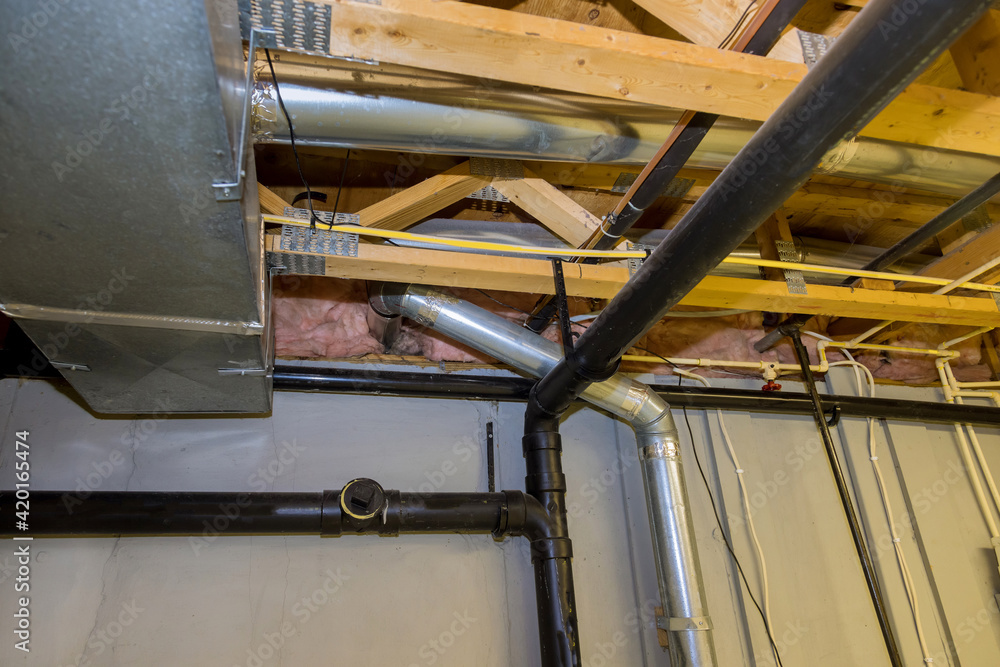 New home HVAC vents air conditioning system installed Stock Photo ...