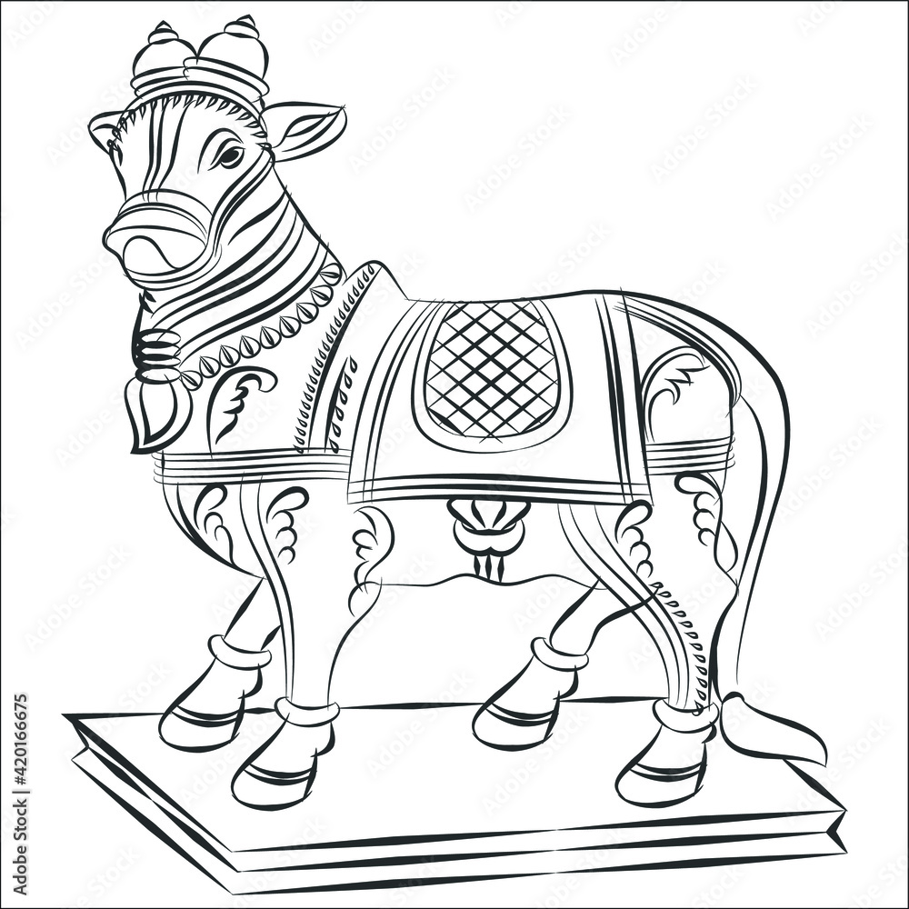 vehicle of Lord Shiva, Nandi the bull for fabric printing or painting ...