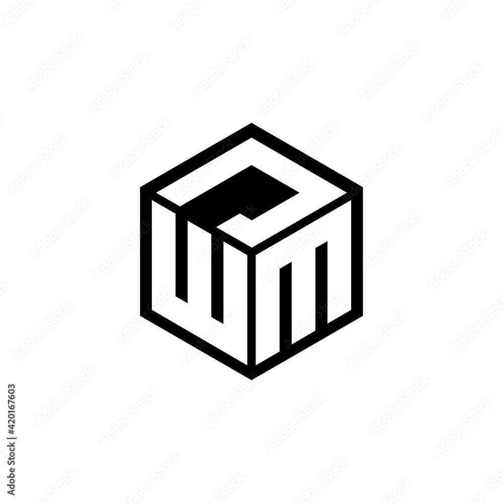WMJ letter logo design with white background in illustrator, cube logo ...
