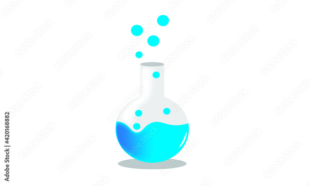 Glass round bottom flask [chemical reaction] Stock Vector | Adobe Stock