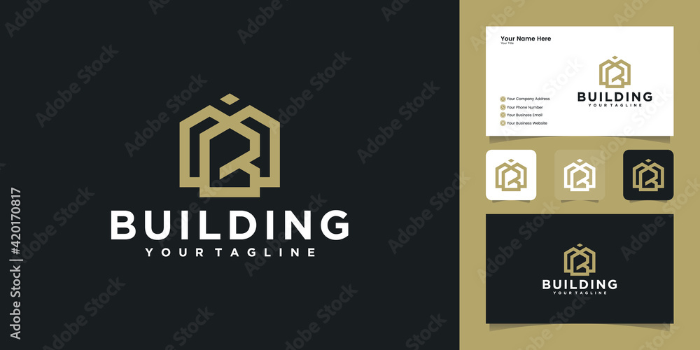 building logo with letter B line style design template and business ...