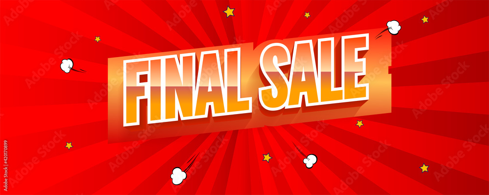 Final sale. Vintage text on red banner. Vector retro background with ...